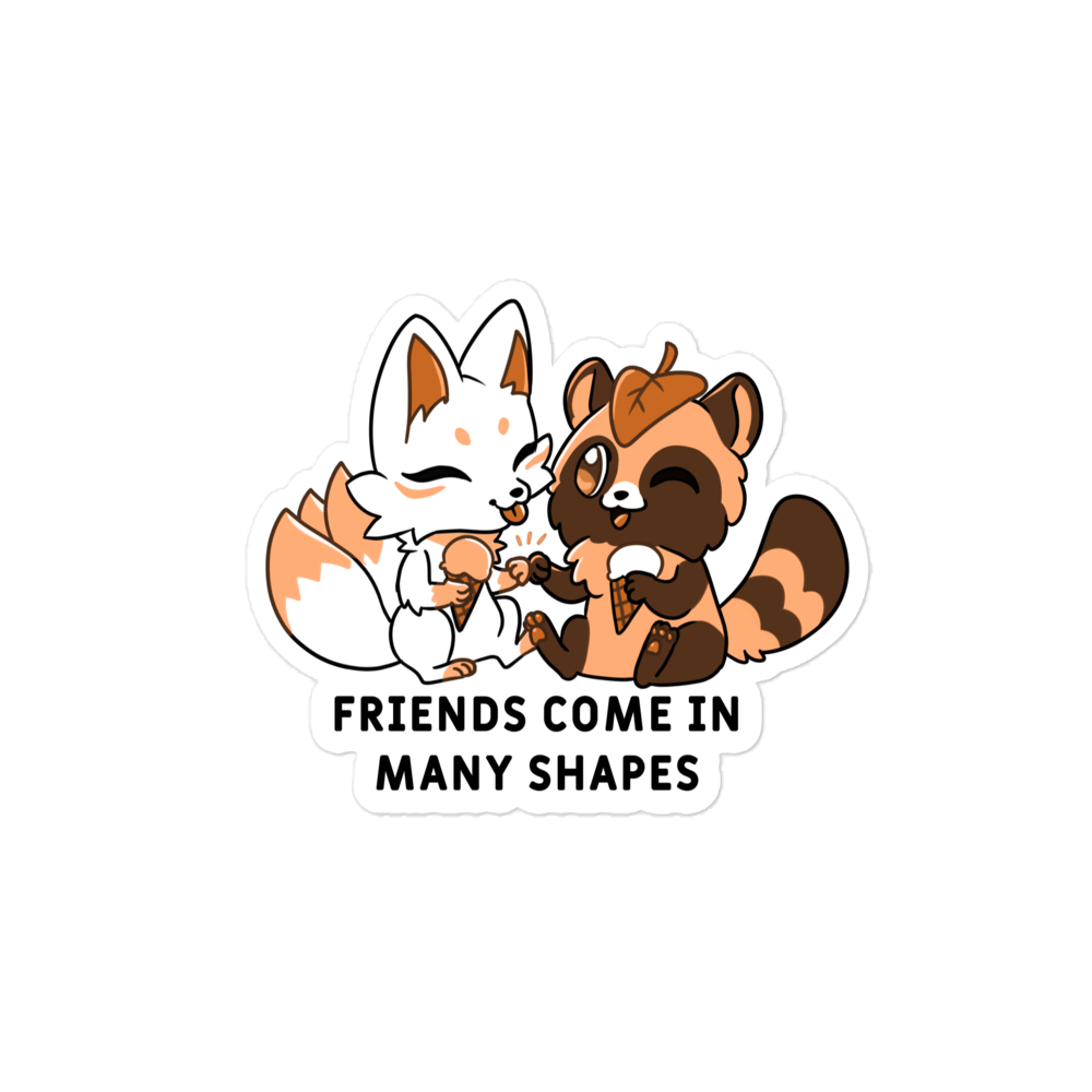 Cute Tanuki & Kitsune Sticker
