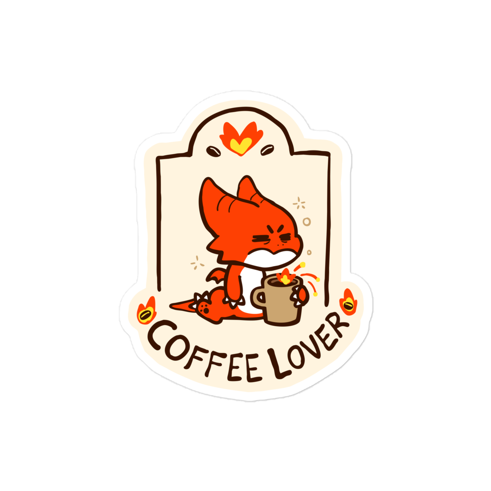 Cute Coffee Dragon Vinyl Sticker